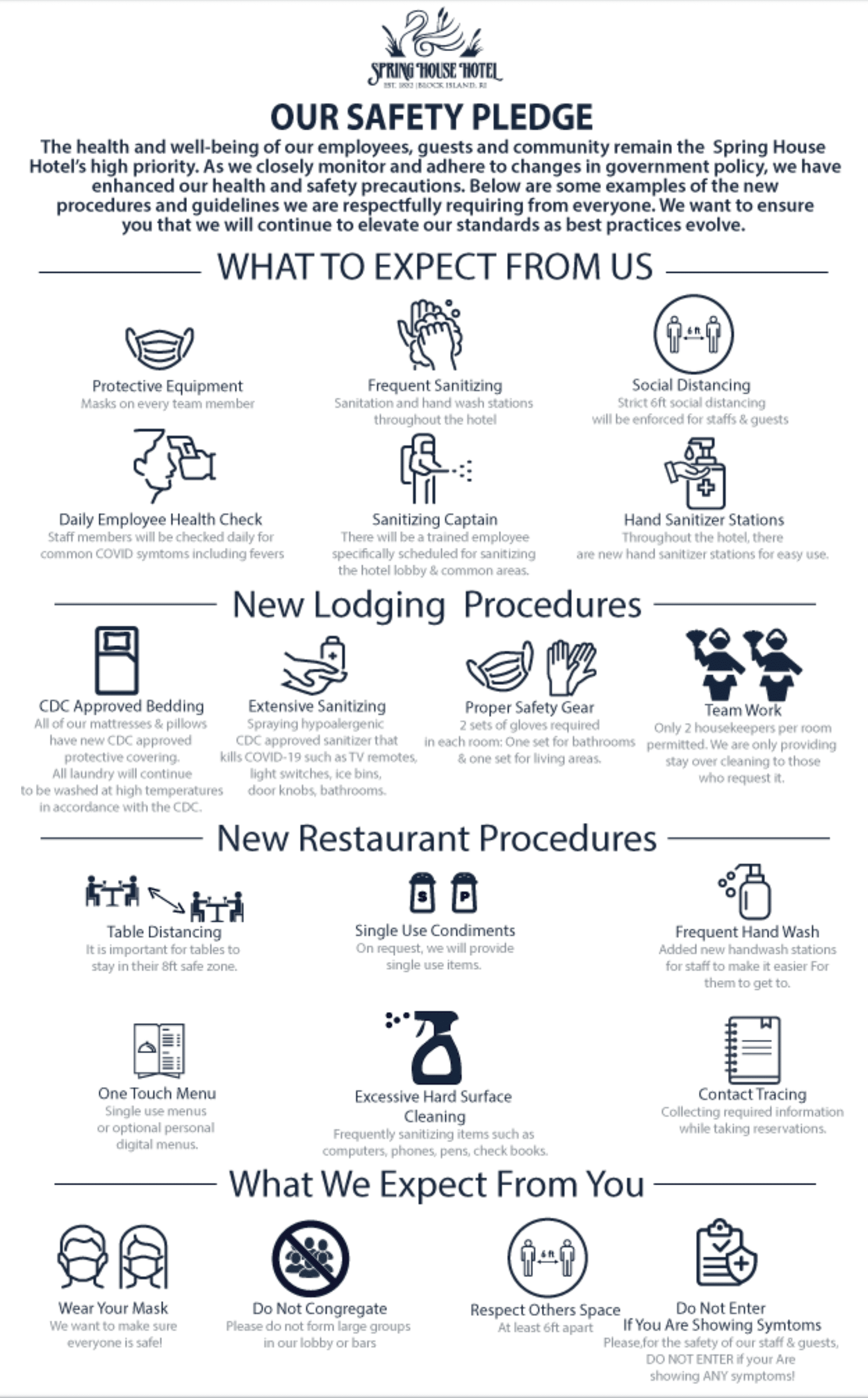 Our Safety Pledge - The Spring House Hotel Block Island